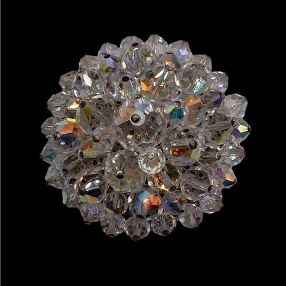 Vintage | Jewelry | Vintage 95s 60s Ab Crystal Cluster Domed Brooch Pin ...